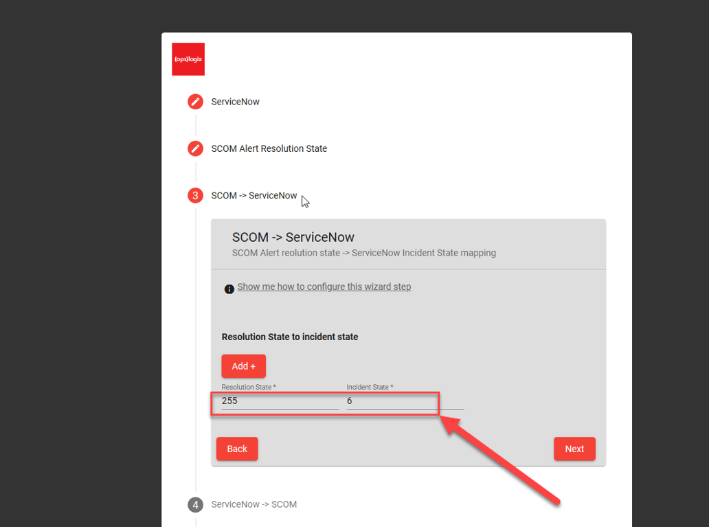 SCOM ServiceNow Incident Connector: Wizard step 3