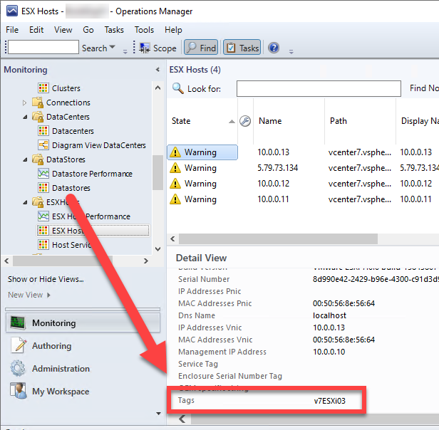 Disabling the "Tags" in the discoveries of the VMware MP (v23.11.4094.0 ...